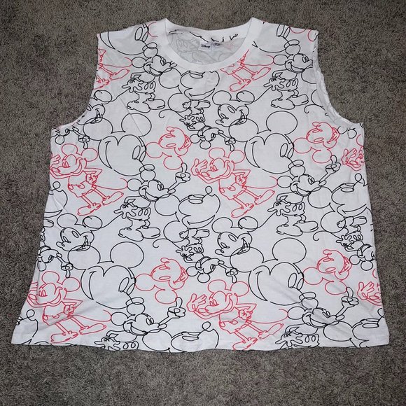 Disney | Shirts | Disney Mens Mickey Mouse Red Black Outline Sleeveless ...
